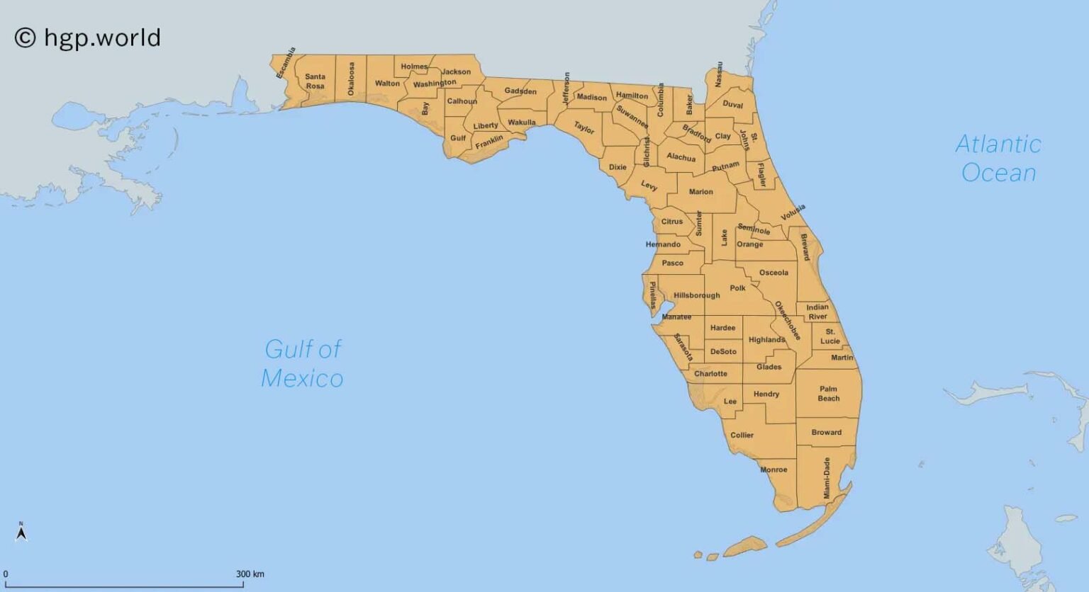 Florida County Map - HGP.WORLD